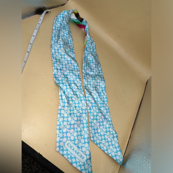 Coach | Accessories | Coach Rainbow And Blue Signature Twilly Silk ...